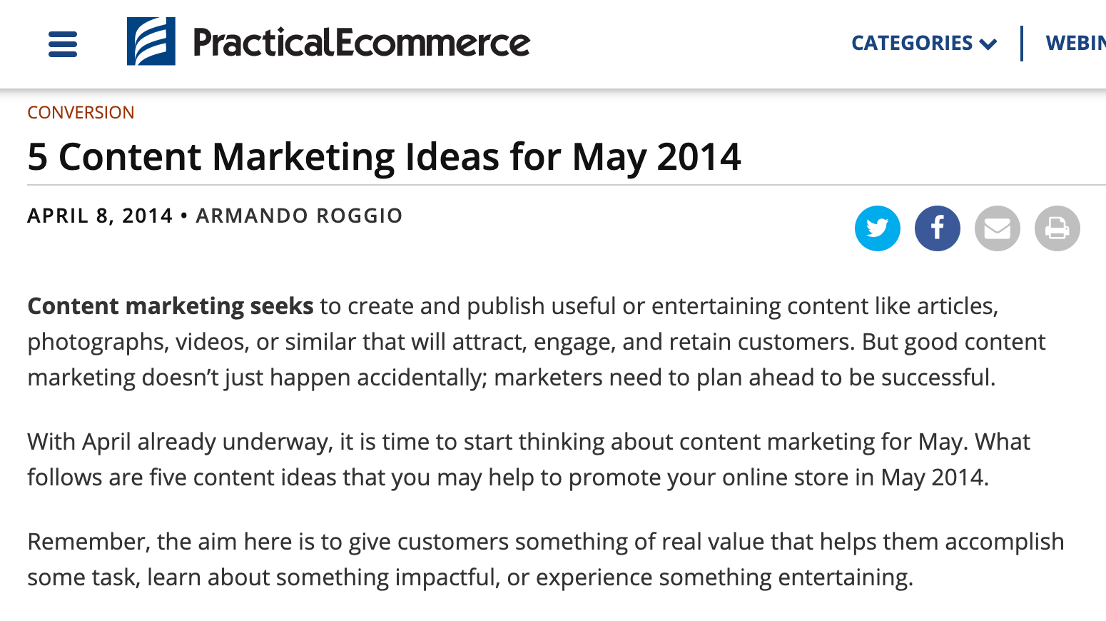 5 Content Marketing Ideas for May 2020 - Practical Ecommerce